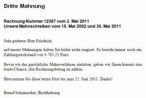 Textvorlagen für Ihre Mahnungen (1, 2, 3 Mahnung) - Office-Lernen.com