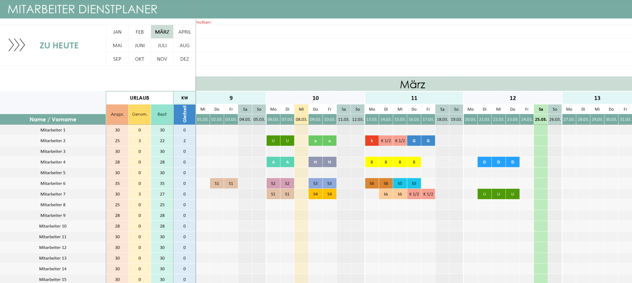 Excel Dienstplaner Vorlagen 2025 - 2026 - Office-Lernen.com