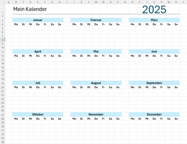 Dynamischen Jahreskalender in Excel erstellen – inkl. kostenlose ...